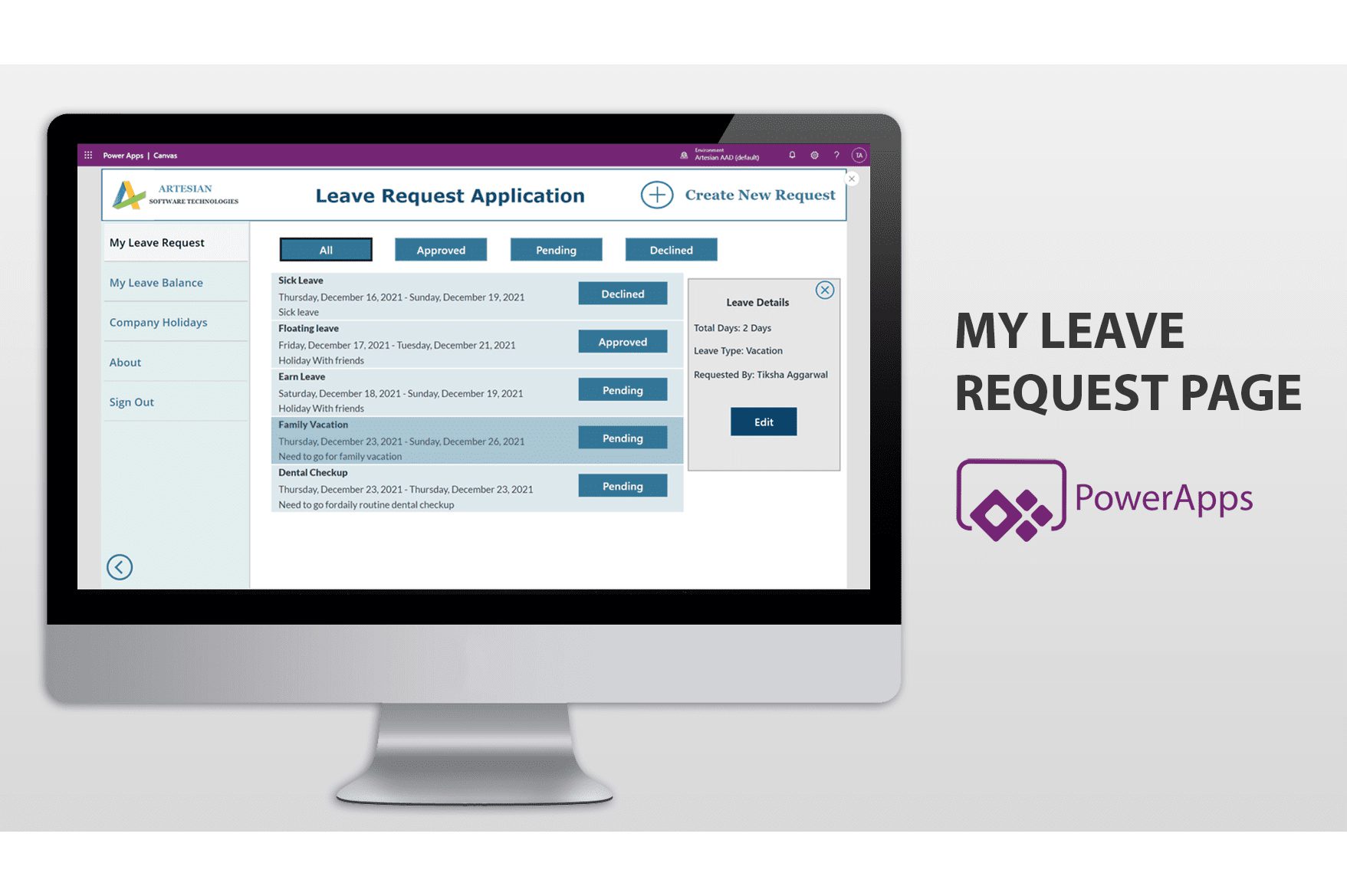 Leave Request Application - Artesian Software Technologies